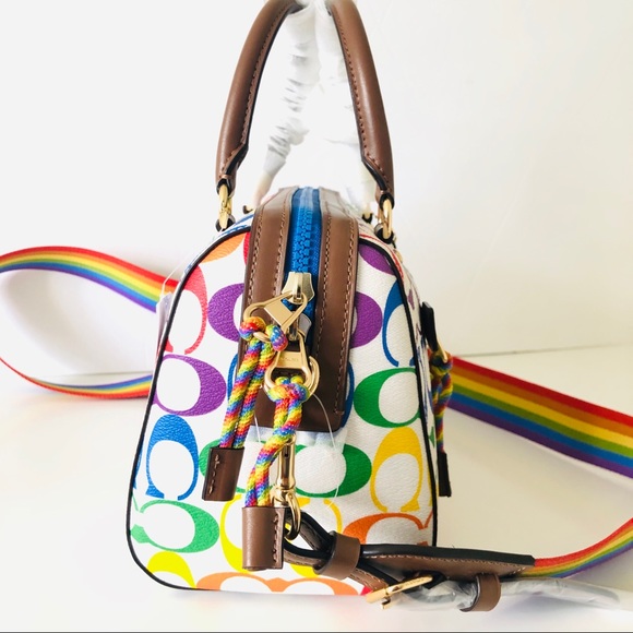 Coach | Bags | Coach Rowan Satchel Rainbow Signature Canvas Purse ...